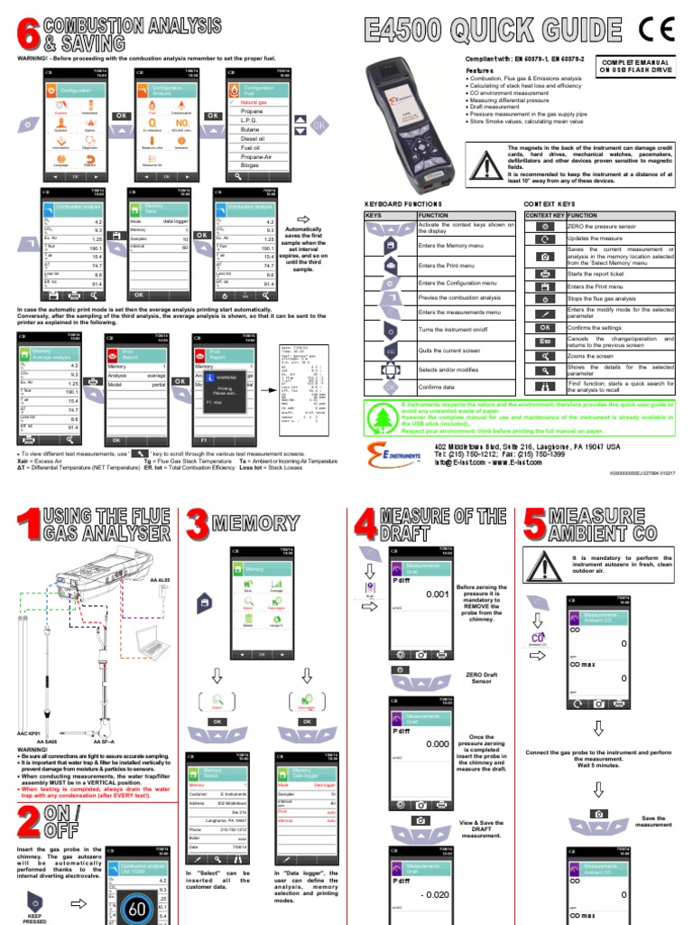 E4500 Quick Reference Guide - 027994 | PDF | Chimney | Combustion