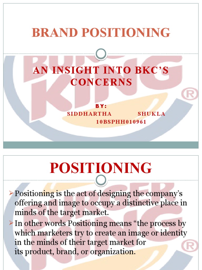 Brand Positioning: An Insight Into BKC'S Concerns | PDF | Marketing ...