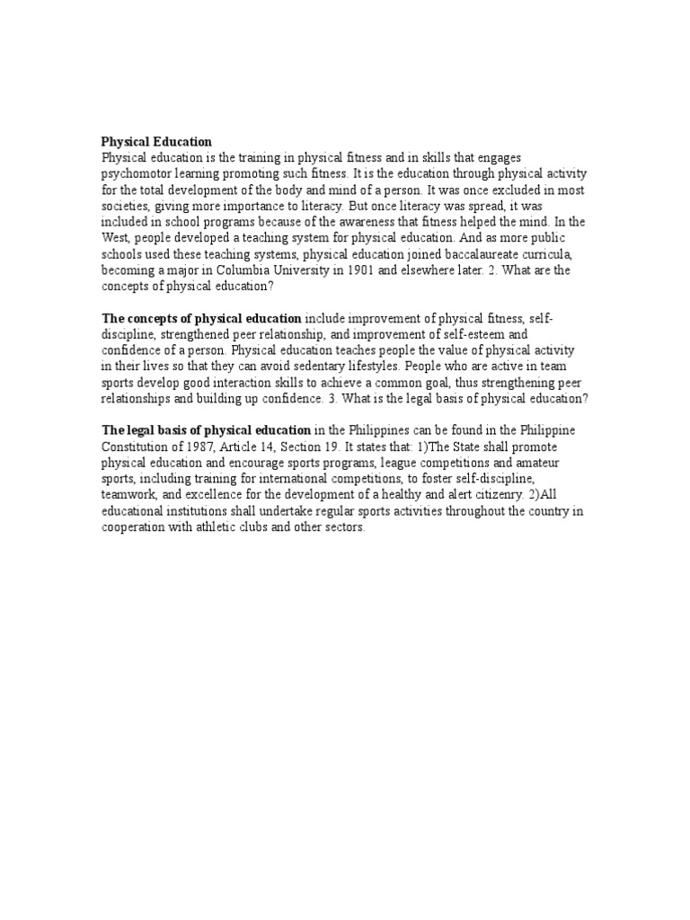 Overview of Physical Education Concepts | PDF