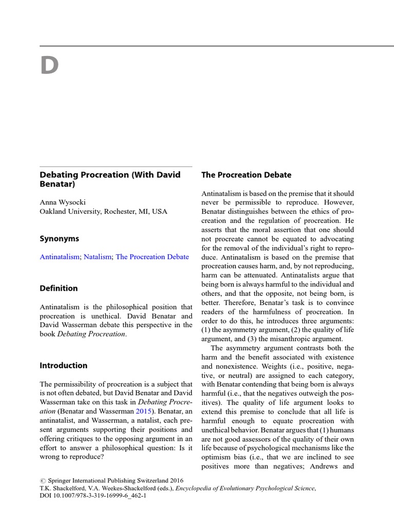 Debating Procreation (With David Benatar) | PDF | Stereotypes ...