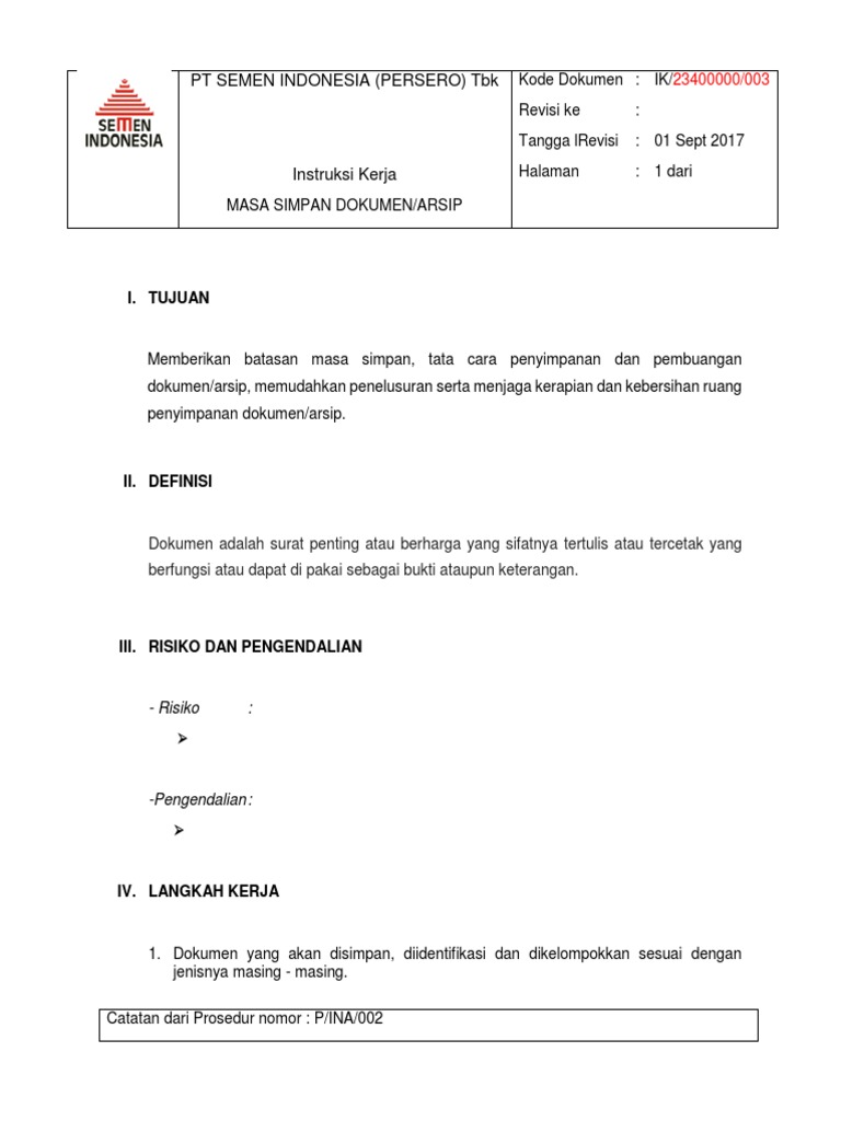 IK - Masa Simpan Dokumen | PDF