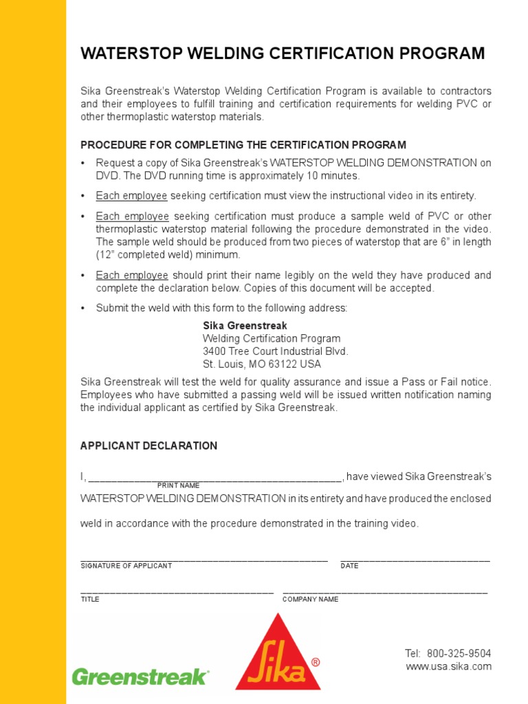 Welding Certification Program Guidelines and Declaration | PDF