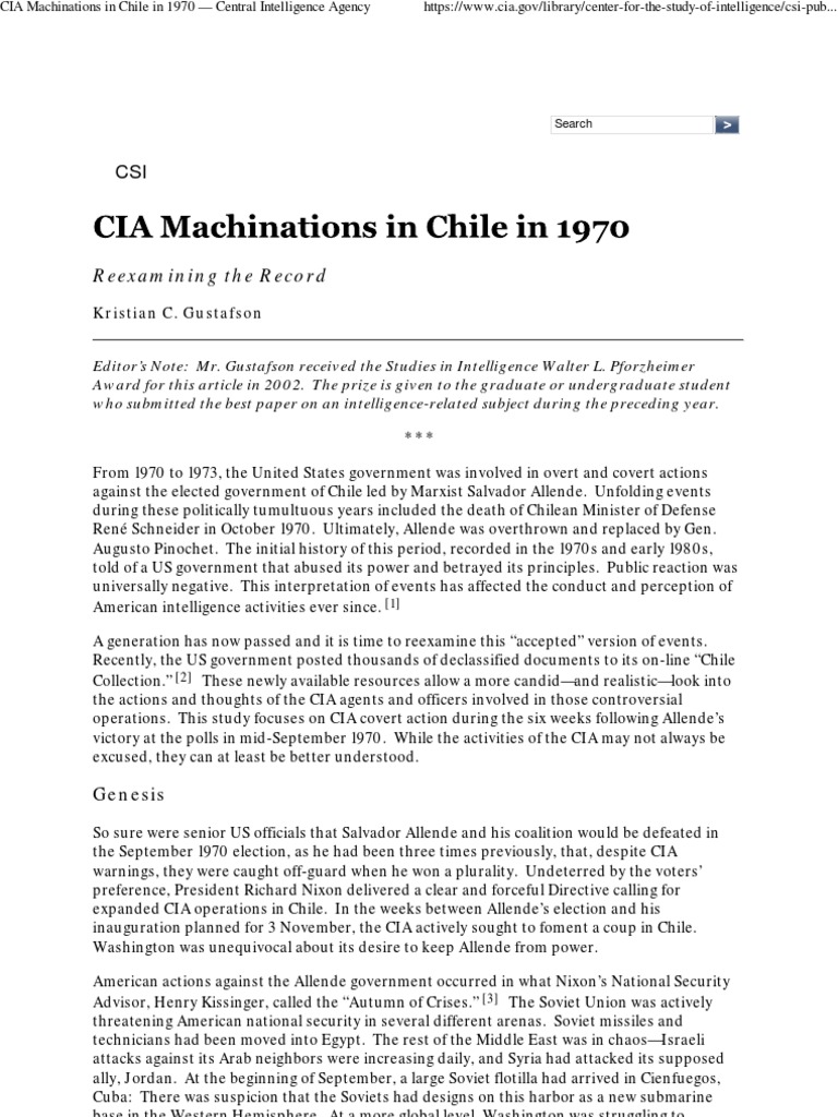 USA CRIMES CIA Machinations in Chile in 1970 | PDF | Central ...