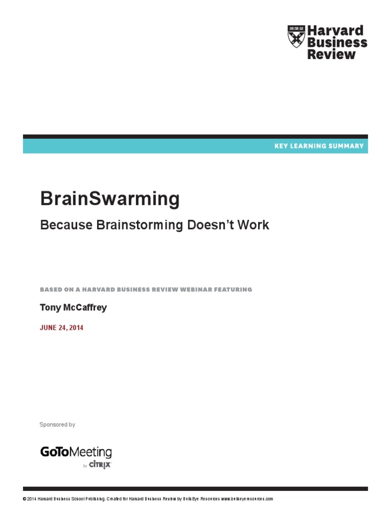 BrainSwarming Webinar HBR Executive Summary | PDF | Brainstorming ...