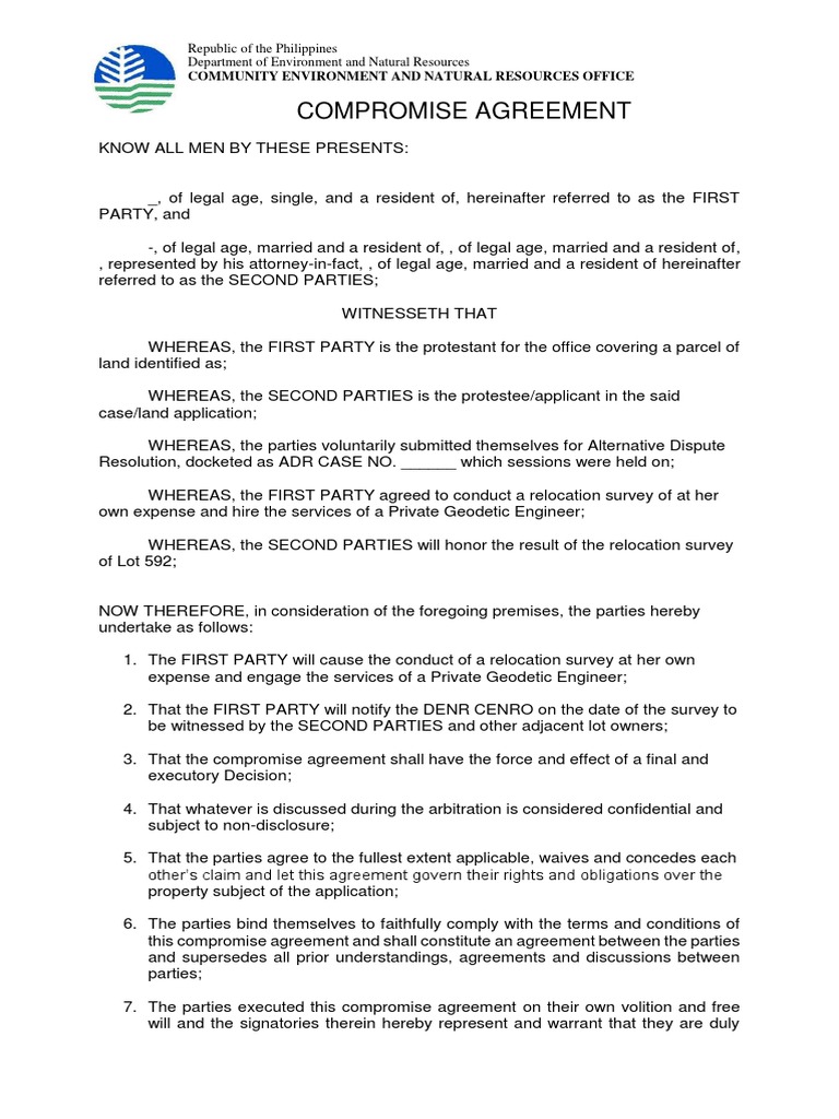 Compromise Agreement | PDF | Alternative Dispute Resolution | Arbitration