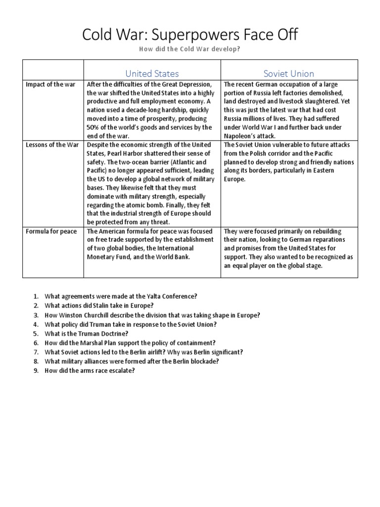 Beginnings of The Cold War | PDF | Containment | Marshall Plan