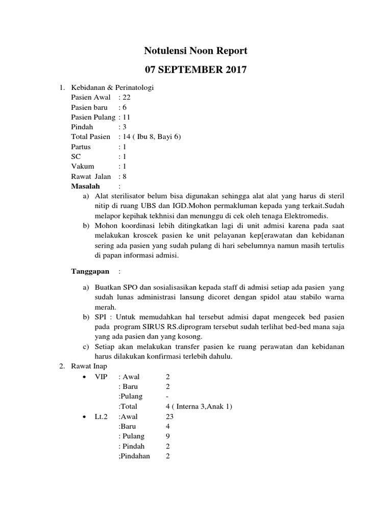 Notulensi Noon Report | PDF