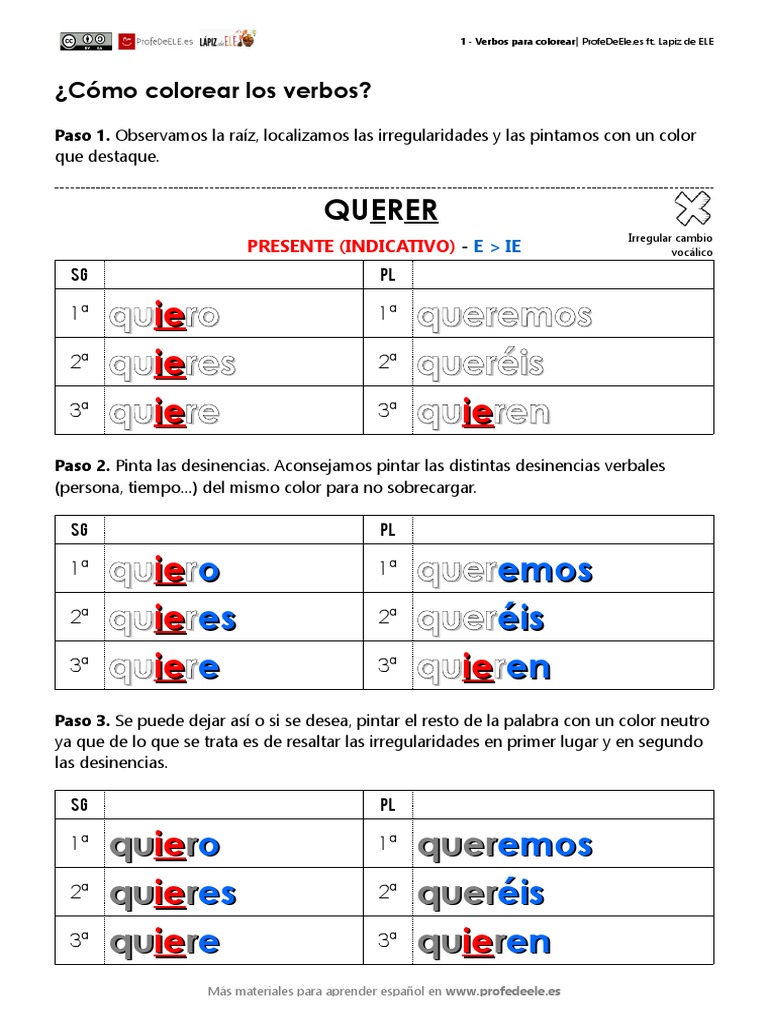 Fichas de Verbos para Colorear | PDF | Conjugación gramatical | Verbo