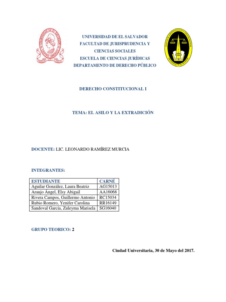 El Asilo Reporte Finalizado | PDF | Extradición | Estado (política)