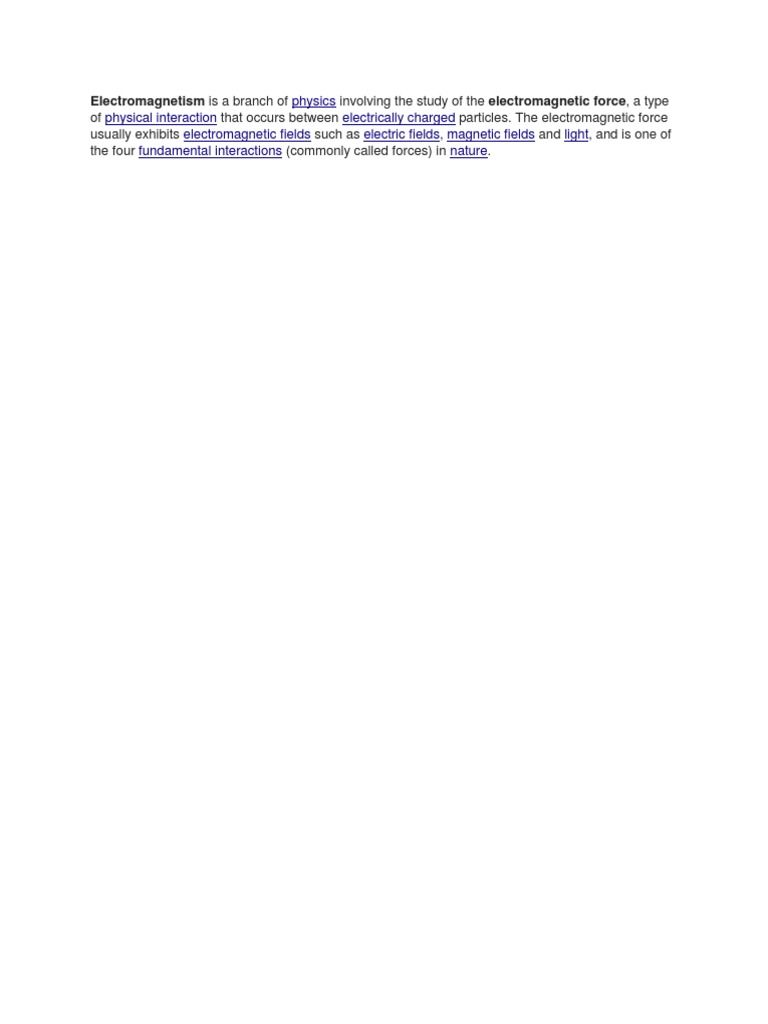 Physics Physical Interaction Electrically Charged Electromagnetic ...