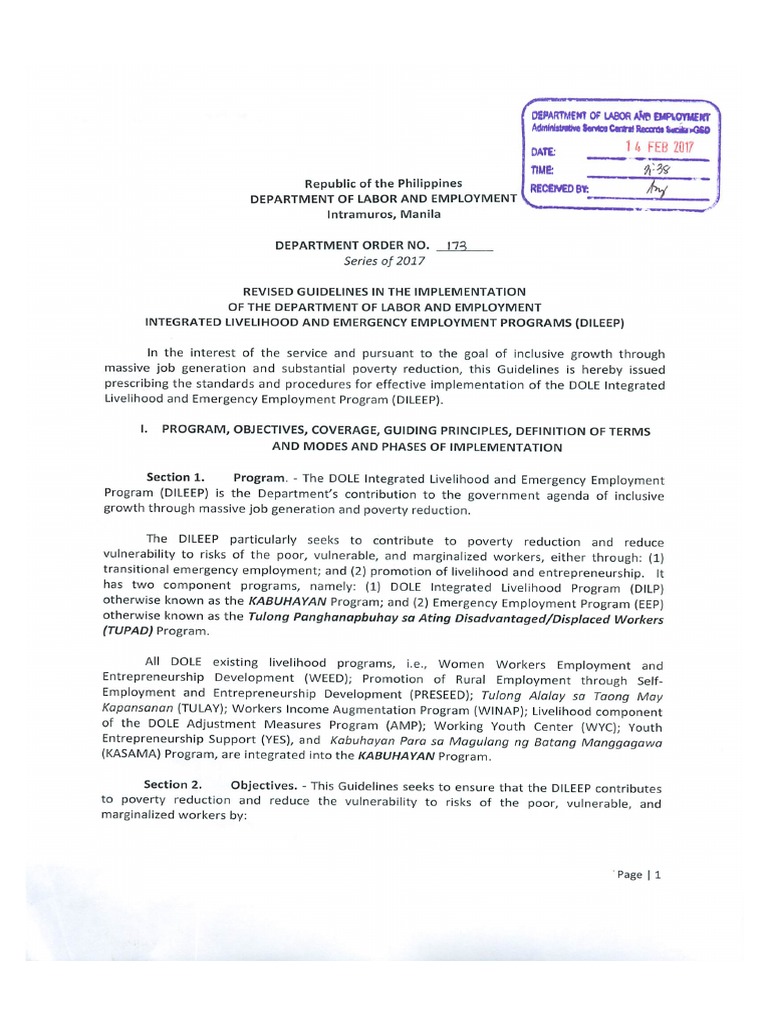DOLE - Livelihood Programs | PDF