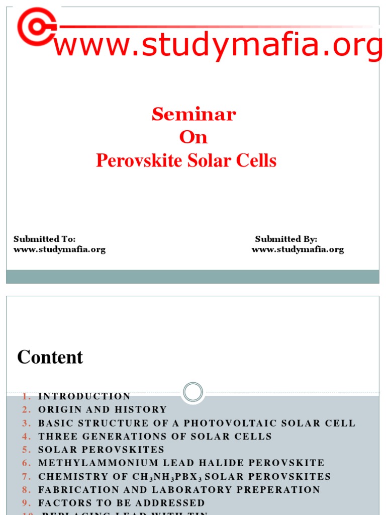 Overview of Perovskite Solar Cells | PDF | Solar Cell | Thin Film Solar ...