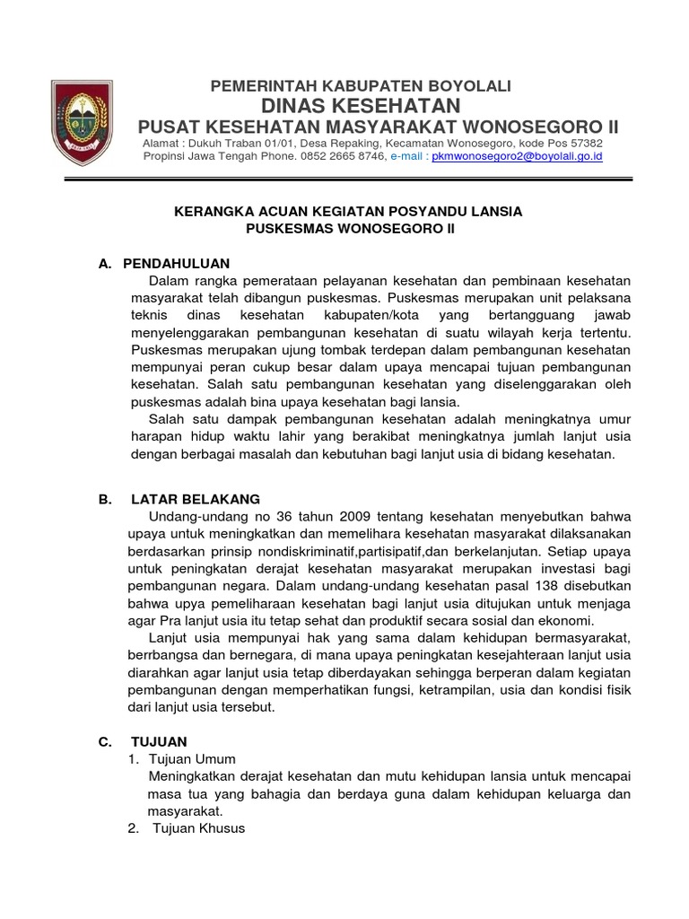 KAK Posyandu Lansia | PDF