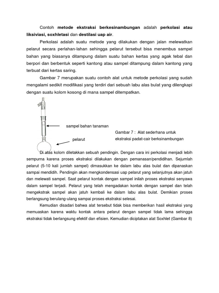 Contoh Metode Ekstraksi Berkesinambungan Adalah Perkolasi Atau ...