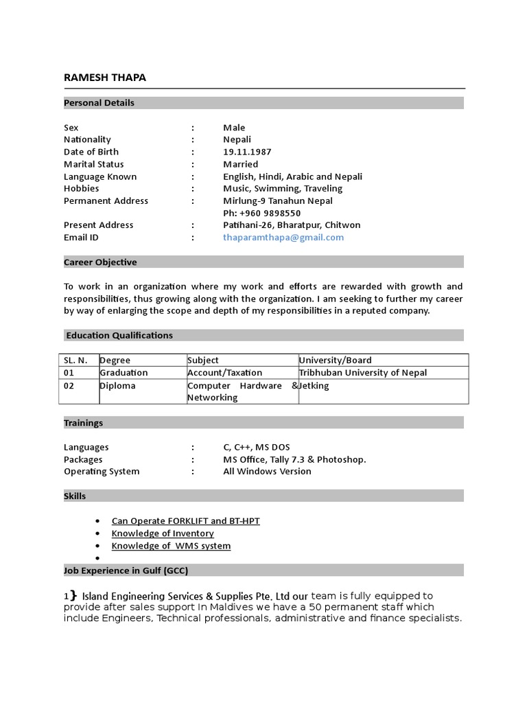 Ramesh CV Store Incharge | PDF | Professional Certification | Computing ...