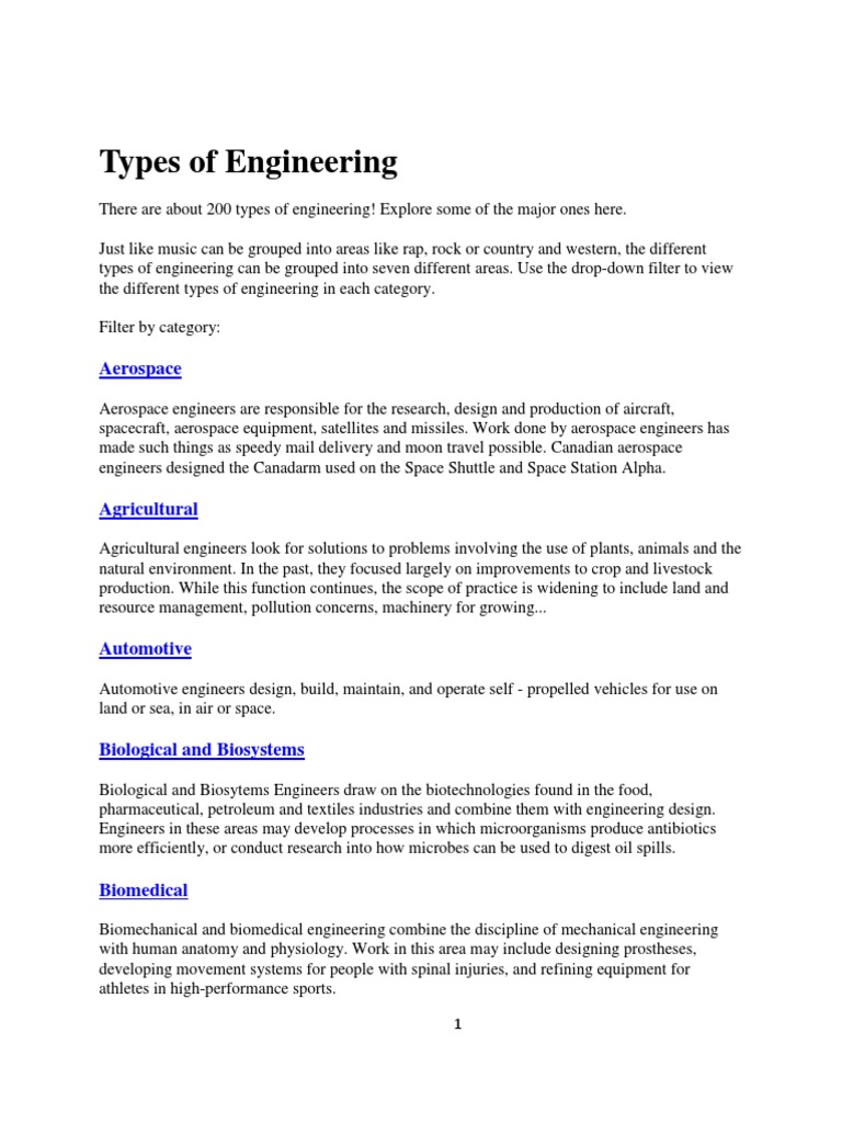 Types of Engineering: Aerospace | PDF | Engineering | Engineer