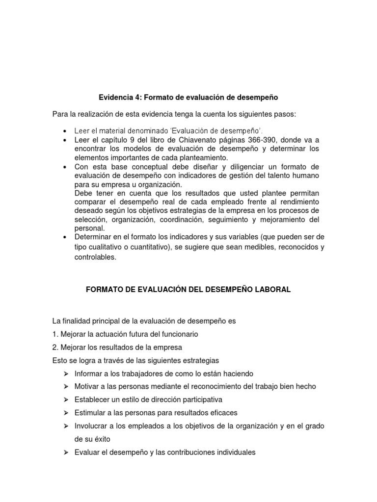 Formato de Evaluación Del Desempeño Laboral | Evaluación de desempeño ... Formato de Evaluación Del Desempeño Laboral | Evaluación de desempeño ...