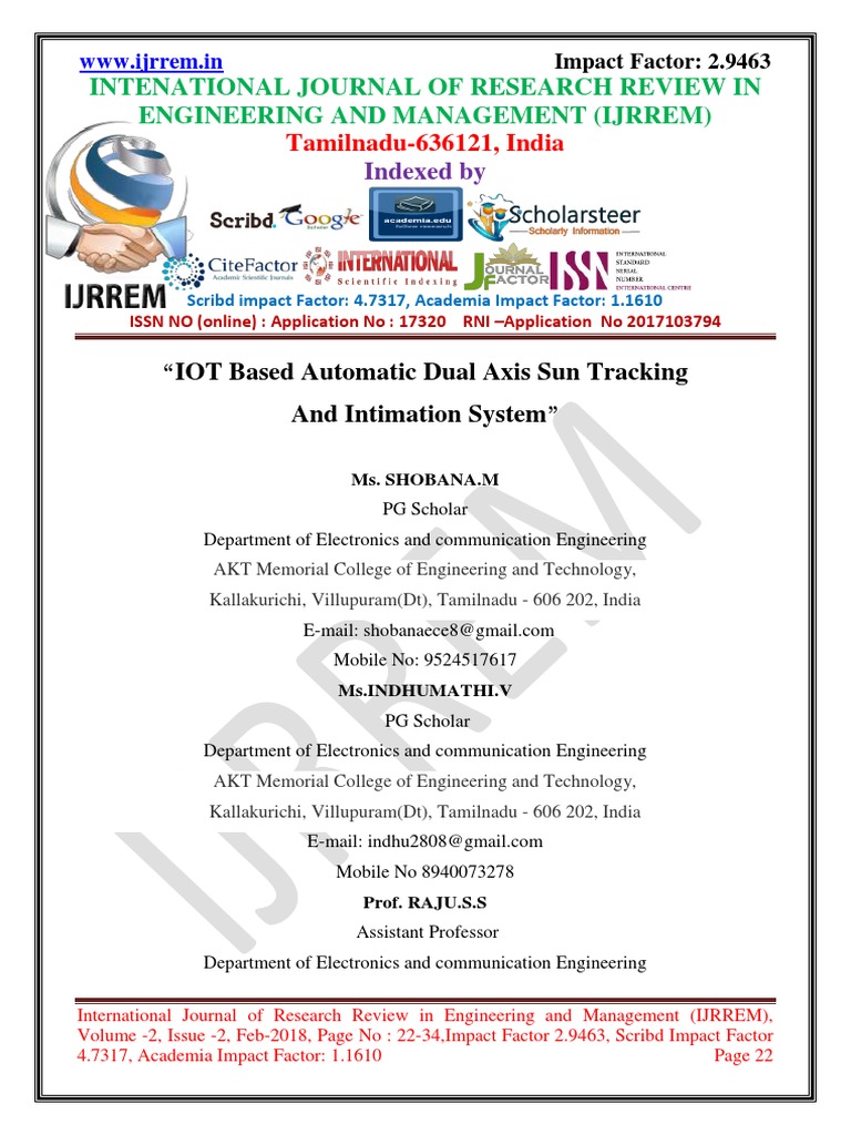 IOT Based Automatic Dual Axis Sun Tracking and Intimation System | Download Free PDF | Liquid ...