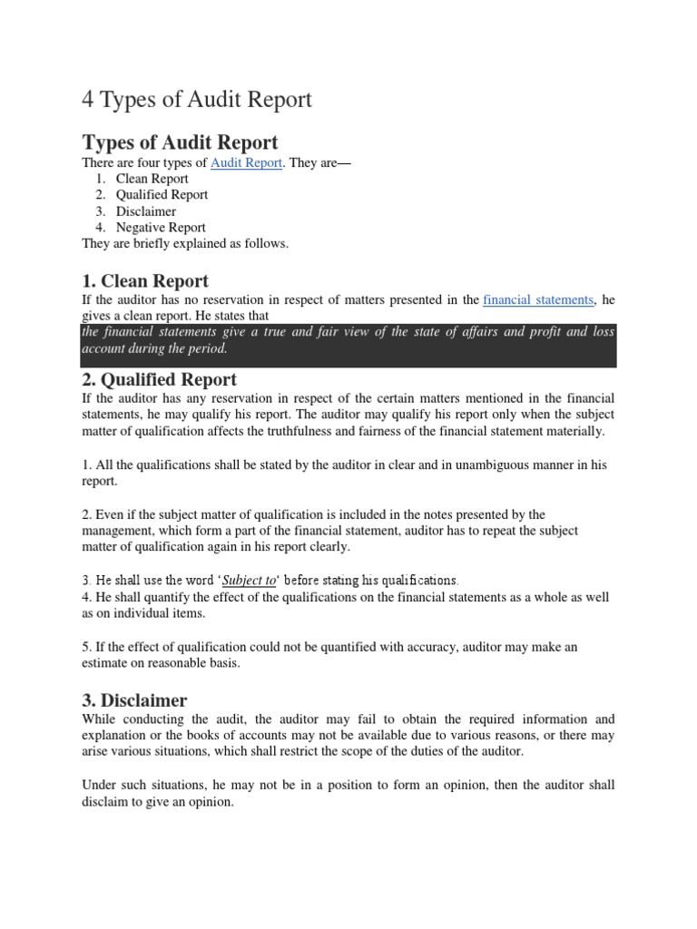 4 Types of Audit Report | PDF