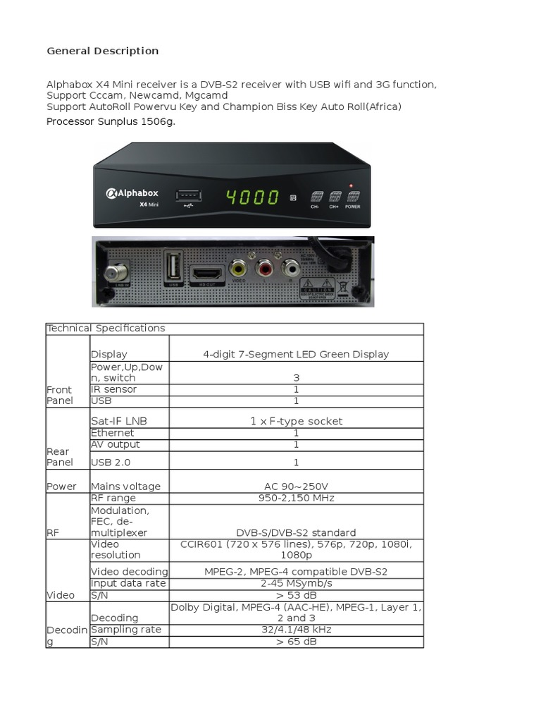 Alphabox X4 Mini Specification | PDF