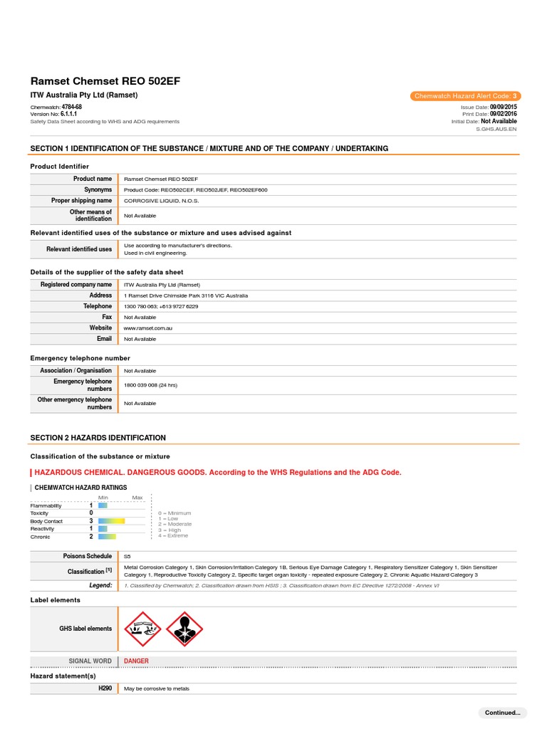Chemset Reo 502EF MSDS | Toxicity (7 views)