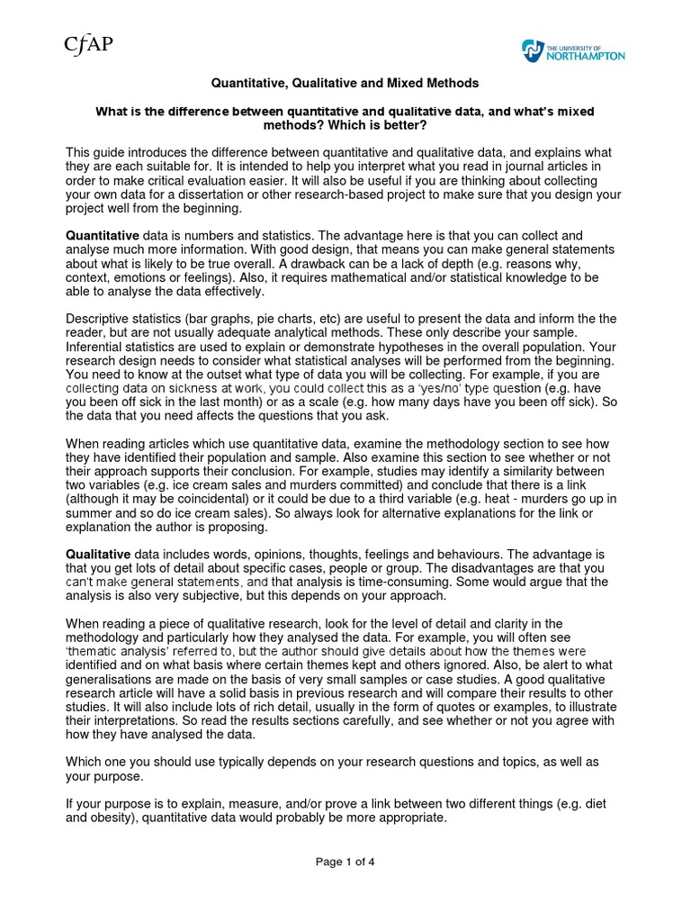 Quantitative Qualitative and Mixed Methods - Feb 2016 PDF | PDF ...
