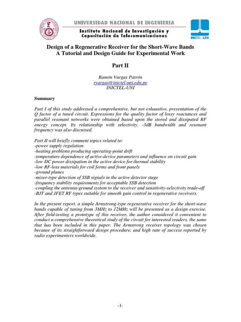 Design of A Regen RX For The SW Bands-Part II v2 0 | PDF | Amplifier ...