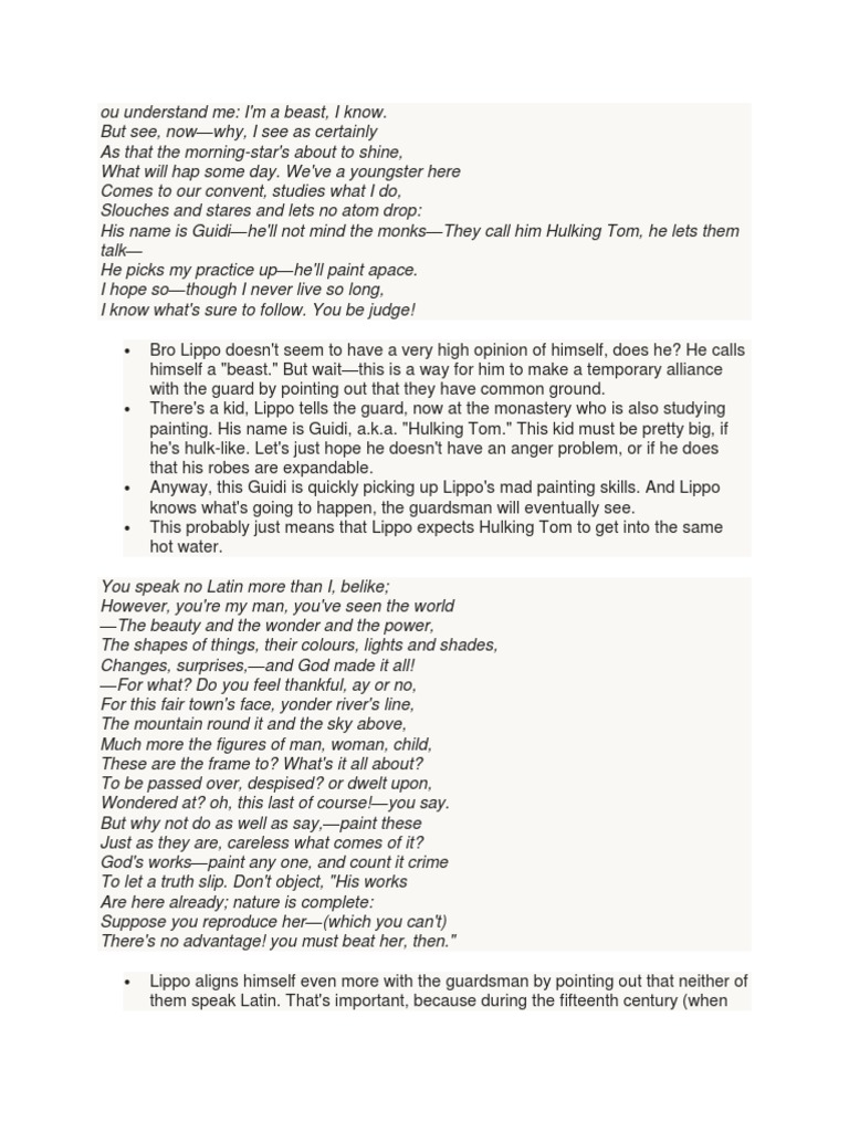 Fra Lippo Lippi Summary | PDF | Poetry | Paintings