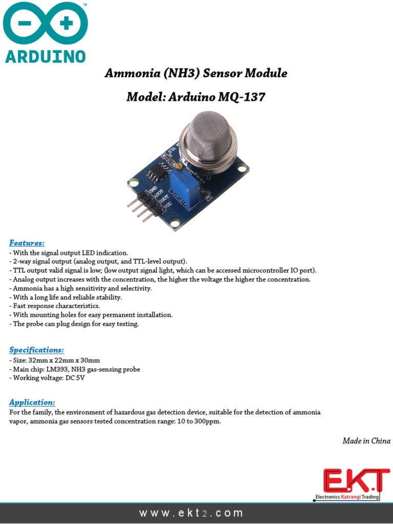 412 Arduino Sensor Gas Mq-137 | PDF
