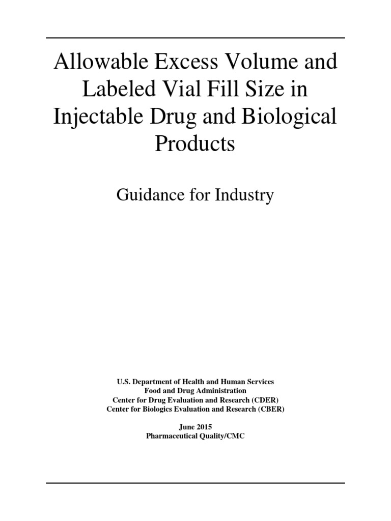 Excess Volume Guidelines for Injectables | PDF | Food And Drug ...