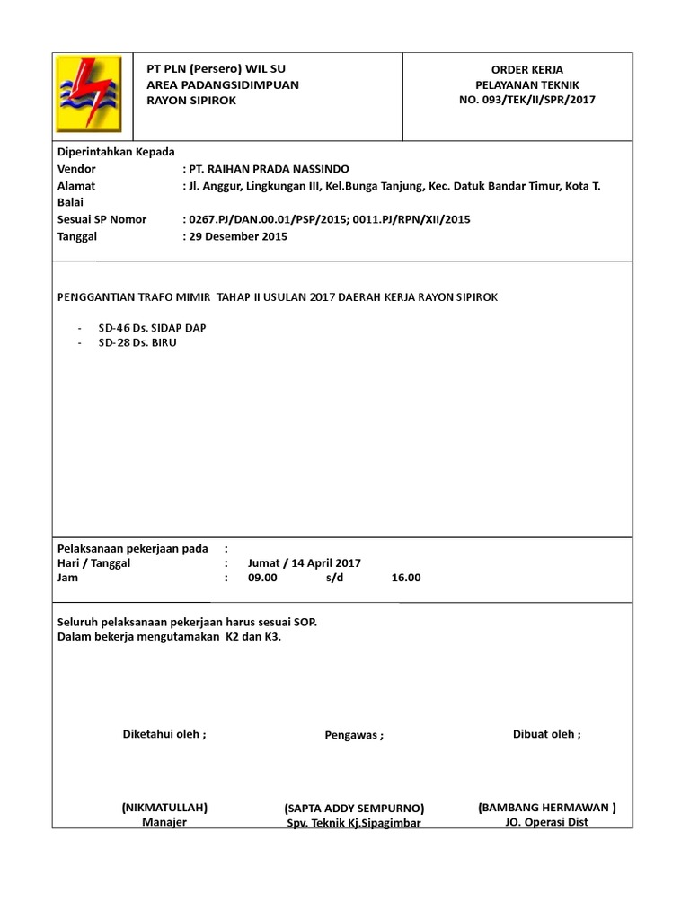 Penggantian Trafo Mimir Tahap II 2017 | PDF