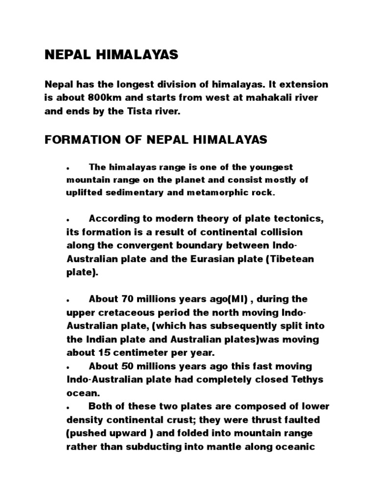 Formation of Nepal Himalayas | PDF | Geology | Earth Sciences
