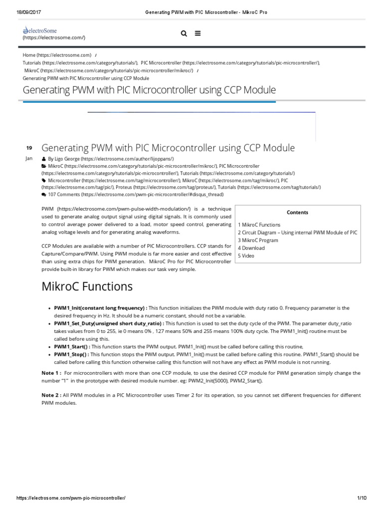 Generating PWM With PIC Microcontroller - MikroC Pro | PDF | Pic ... Generating PWM With PIC Microcontroller - MikroC Pro | PDF | Pic ...