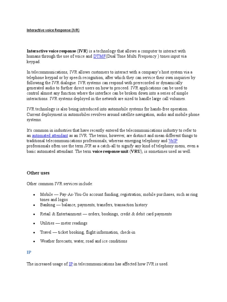 Interactive Voice Response | Download Free PDF | Interactive Voice Response | Session Initiation ...