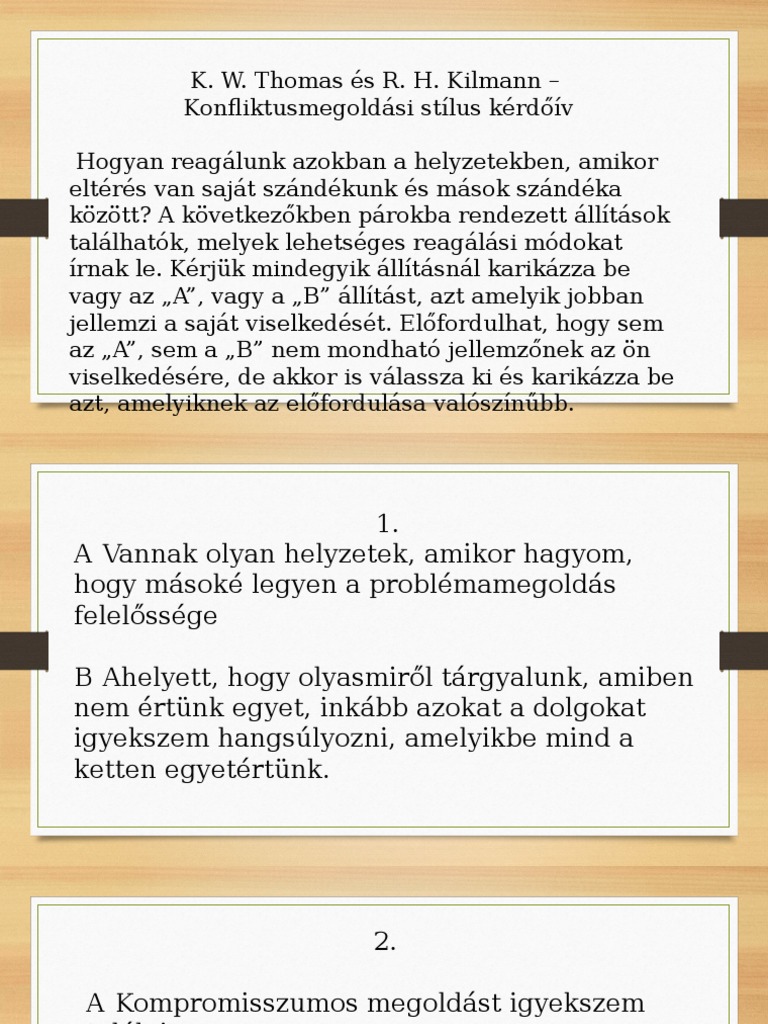 Thomas Killman Kérdőív | PDF