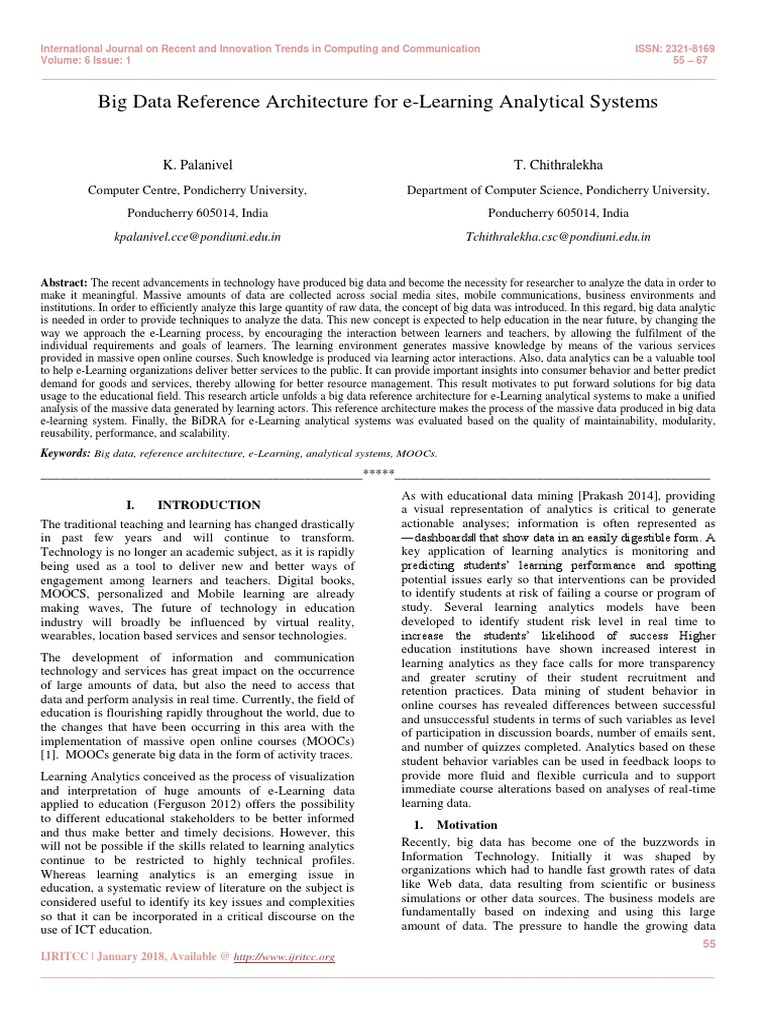 Big Data Reference Architecture For E-Learning Analytical Systems | PDF ...