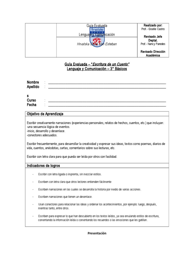 Guia Creación de Un Cuento | PDF | Cuentos | Escritura