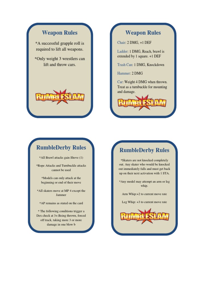 Rumbleslam Weapon Rules | PDF