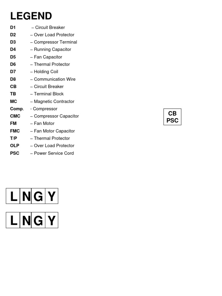 Legend: D1 D2 D3 D4 D5 D6 D7 D8 CB TB MC Comp. - Compressor CMC FM FMC ...
