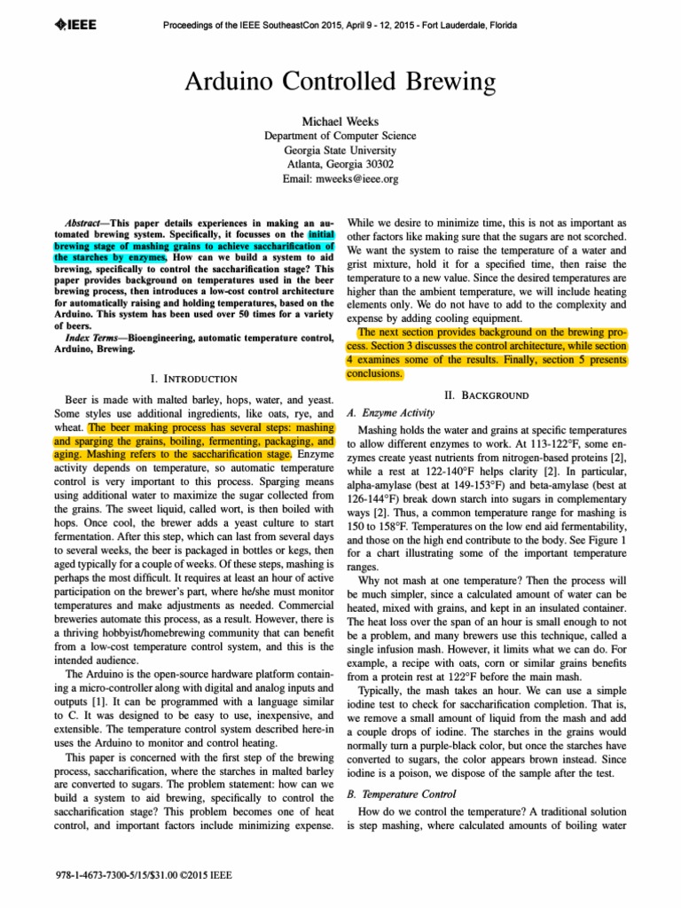 Arduino Controlled Brewing | PDF | Brewing | Beer