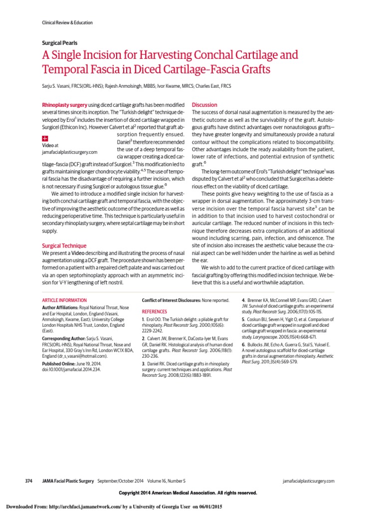 Temporal Fascia in Diced Cartilage-Fascia Grafts | PDF | Surgical ...