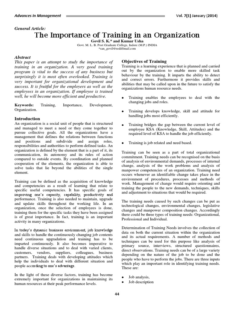 The Importance of Training in An Organization PDF | PDF | Competence ...
