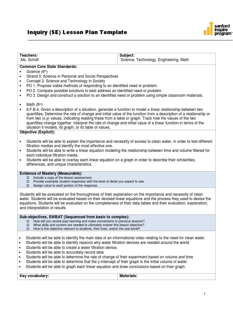 Water Filtration Lesson Plan | PDF | Filtration | Derivative