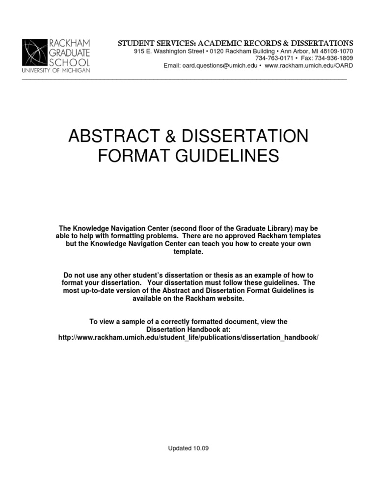 Dissertation Format Guidelines | PDF Dissertation Format Guidelines | PDF