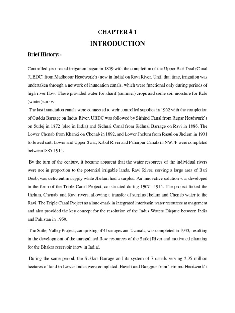 CHAPTER 1 History of Pakistan Irrigation System | PDF | Indus River ...