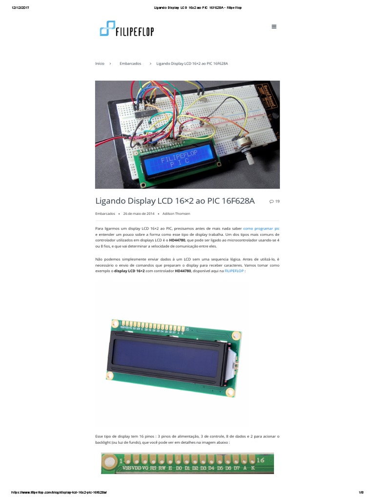 Ligando Display LCD 16x2 Ao PIC 16F628A - FilipeFlop | PDF | Arduino | Visor de cristal líquido