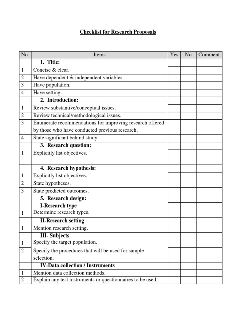 Research Proposal Checklist | PDF