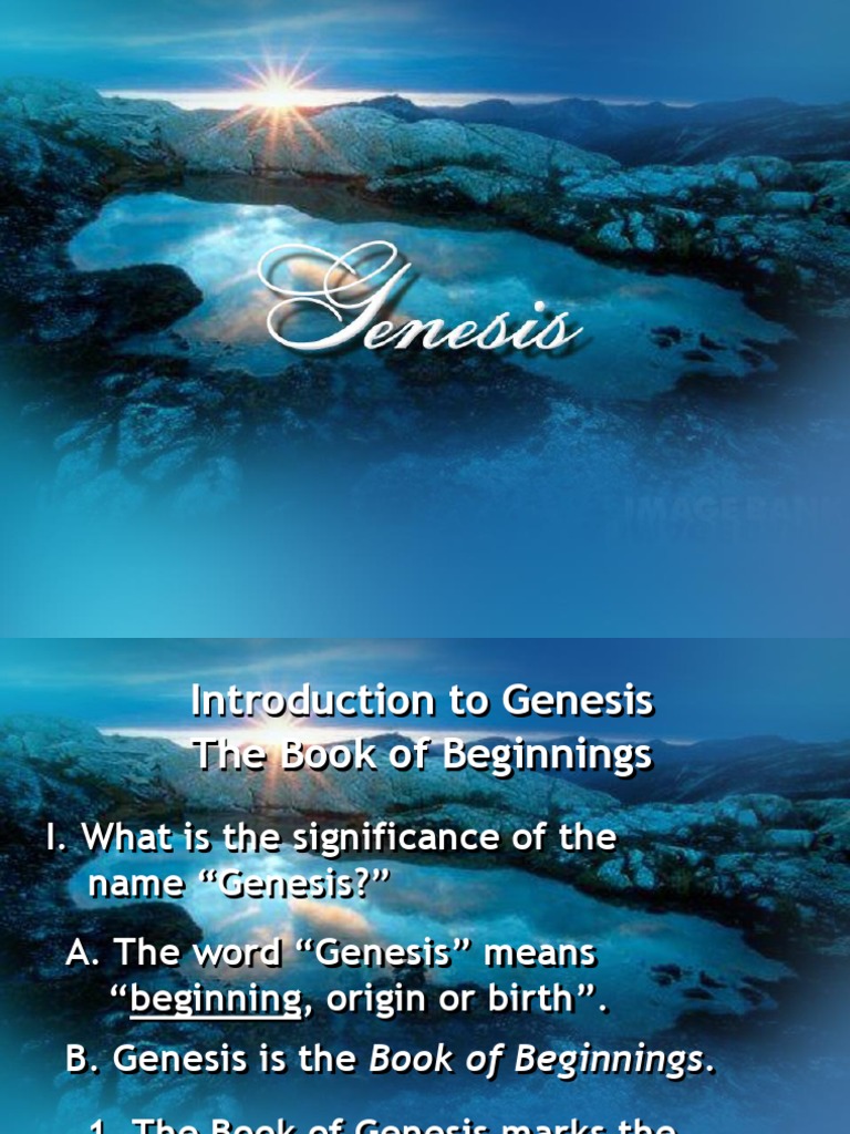 01 Introduction To Genesis 1 | PDF | Book Of Genesis | Covenant (Biblical)