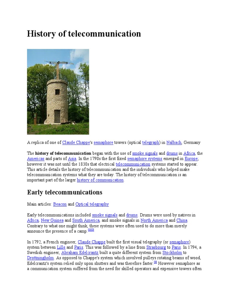 History of Telecommunication | PDF | Television | Telecommunications