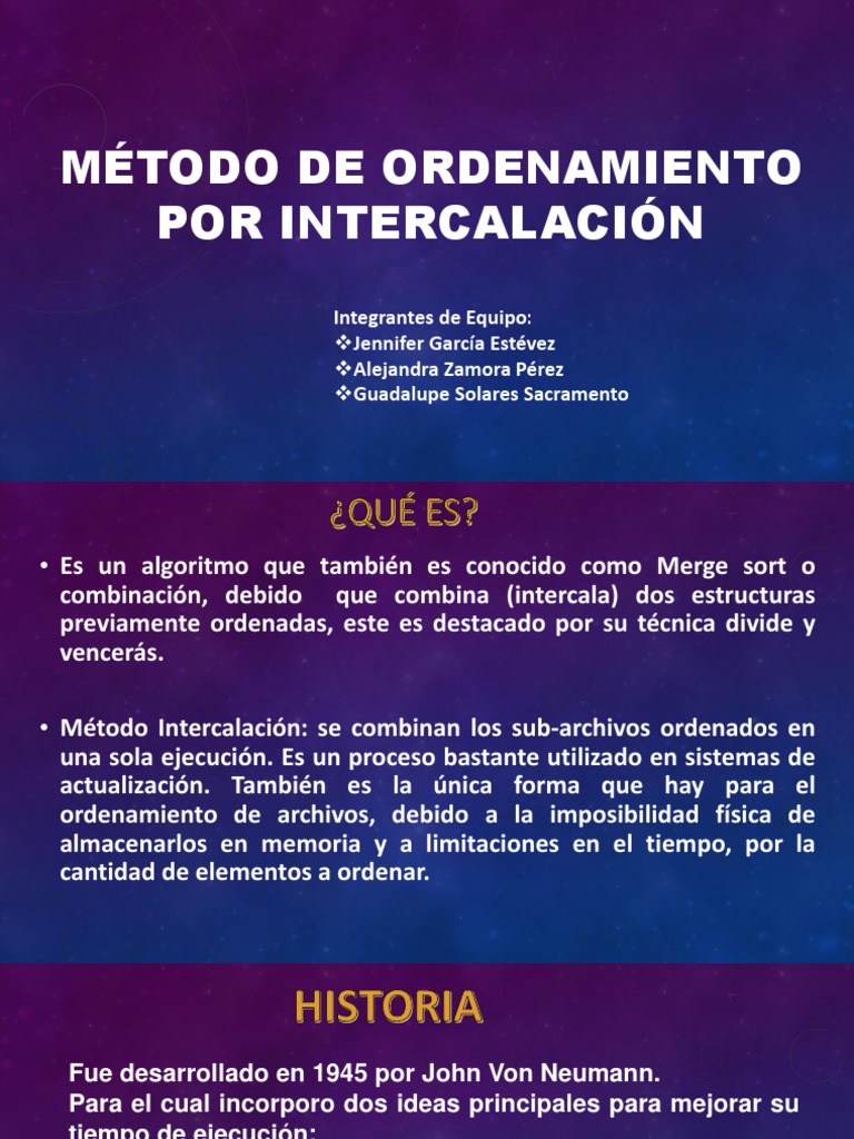 Método de Ordenamiento Por Intercalación | Almacenamiento de datos de ...